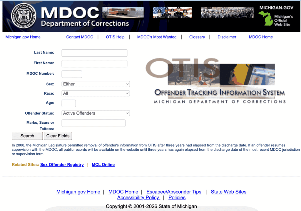 Michigan Department of Corrections Inmate Search